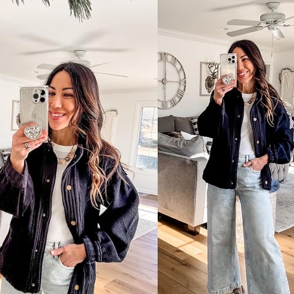 Jackets & Coats | Nwt Black Snap Closure Terry Cotton Jacket | Poshmark